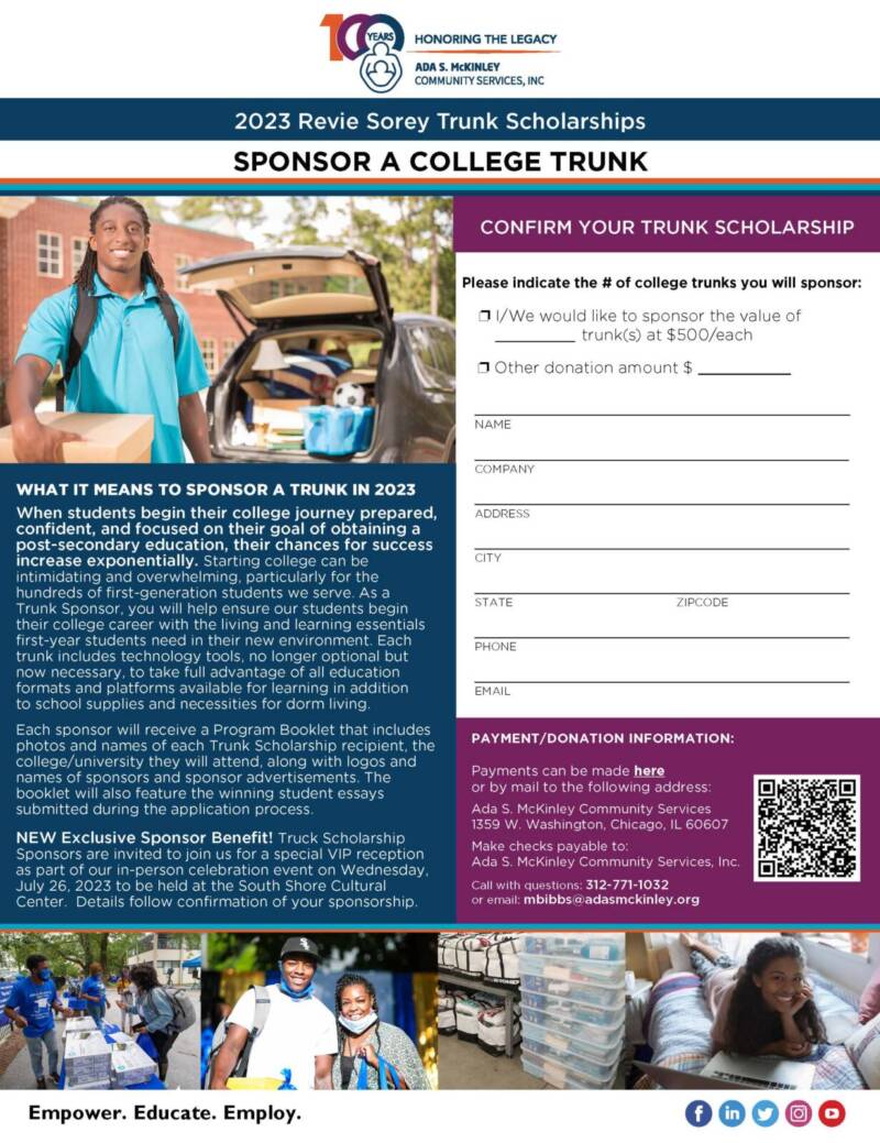 Sponsor-A-Trunk One Pager 2023 - Ada S. McKinley Sponsor-A-Trunk One Pager 2023 - Ada S. McKinley